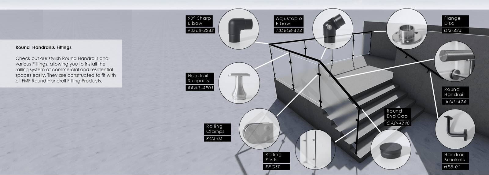 End Cap Threaded for Round Handrail | Railing Hardware
